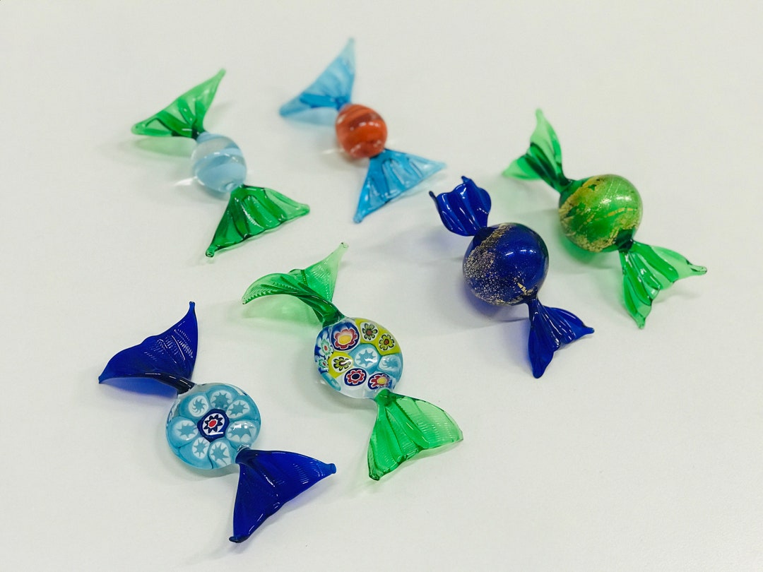 Murano Glass Hard Candies of Three Styles, Murrina Millefiori, Italian ...