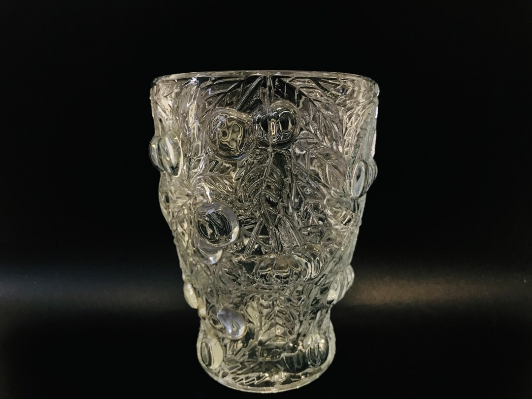 Josef Inwald, Vintage Czech Clear Glass Cherry Vase, Bohemian Art Glass ...