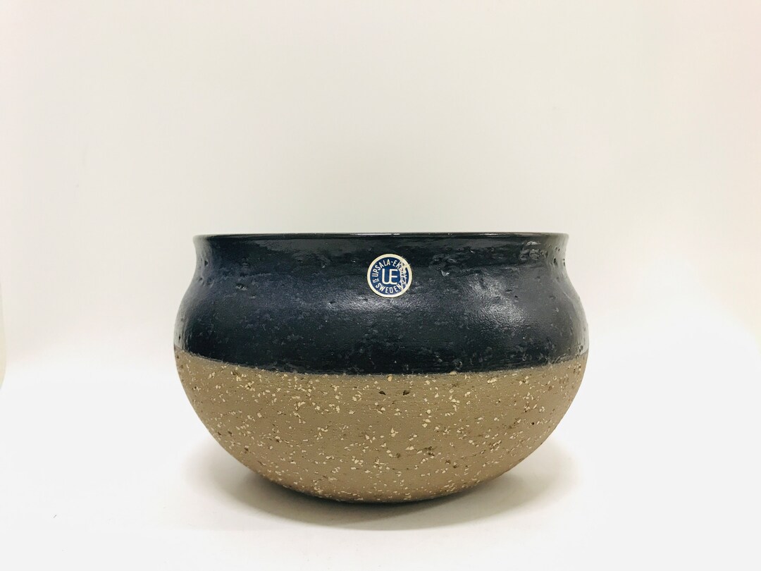 Mari Simmulson, Upsala-ekeby "onyx" Half Glazed Ceramic Bowl/planter ...