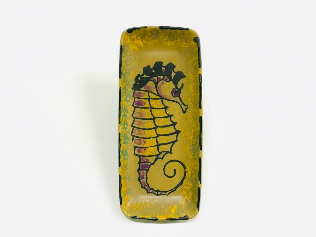 Vintage British Honiton Pottery Serving Dish With Hand Painted Seahorse ...