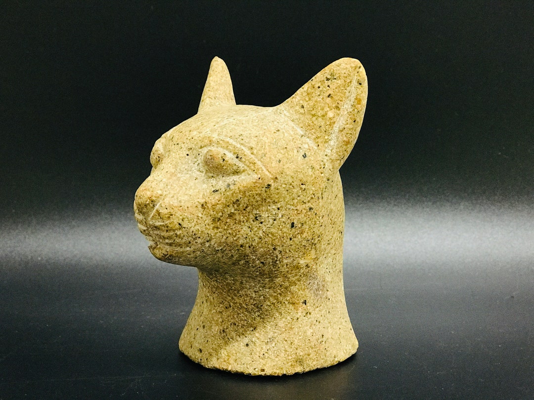 Egyptian Goddess Bastet Cat Head Sculpture of Sandstone - Etsy