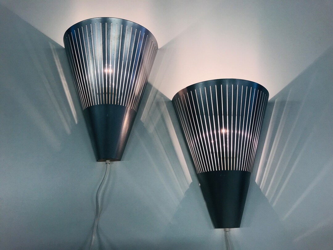 Vintage IKEA Cone Shaped "klyka" Silvergrey Wall Sconce Pair, Made in ...