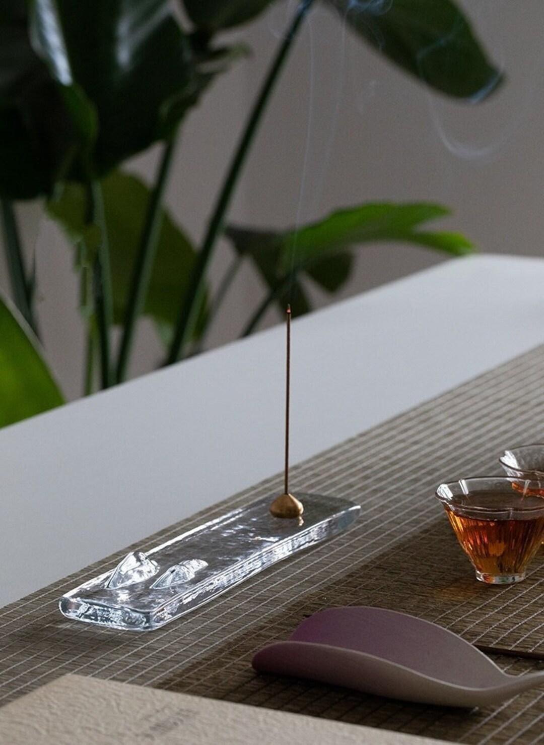 Minimalism Artisan Premium Glass Incense Stick Holder, Zen Decor ...