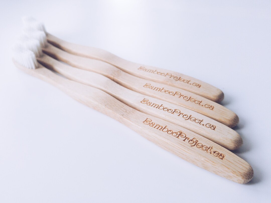 4 X Bamboo Toothbrush - Wavy Handle With Soft/extra Soft Bristles - Etsy
