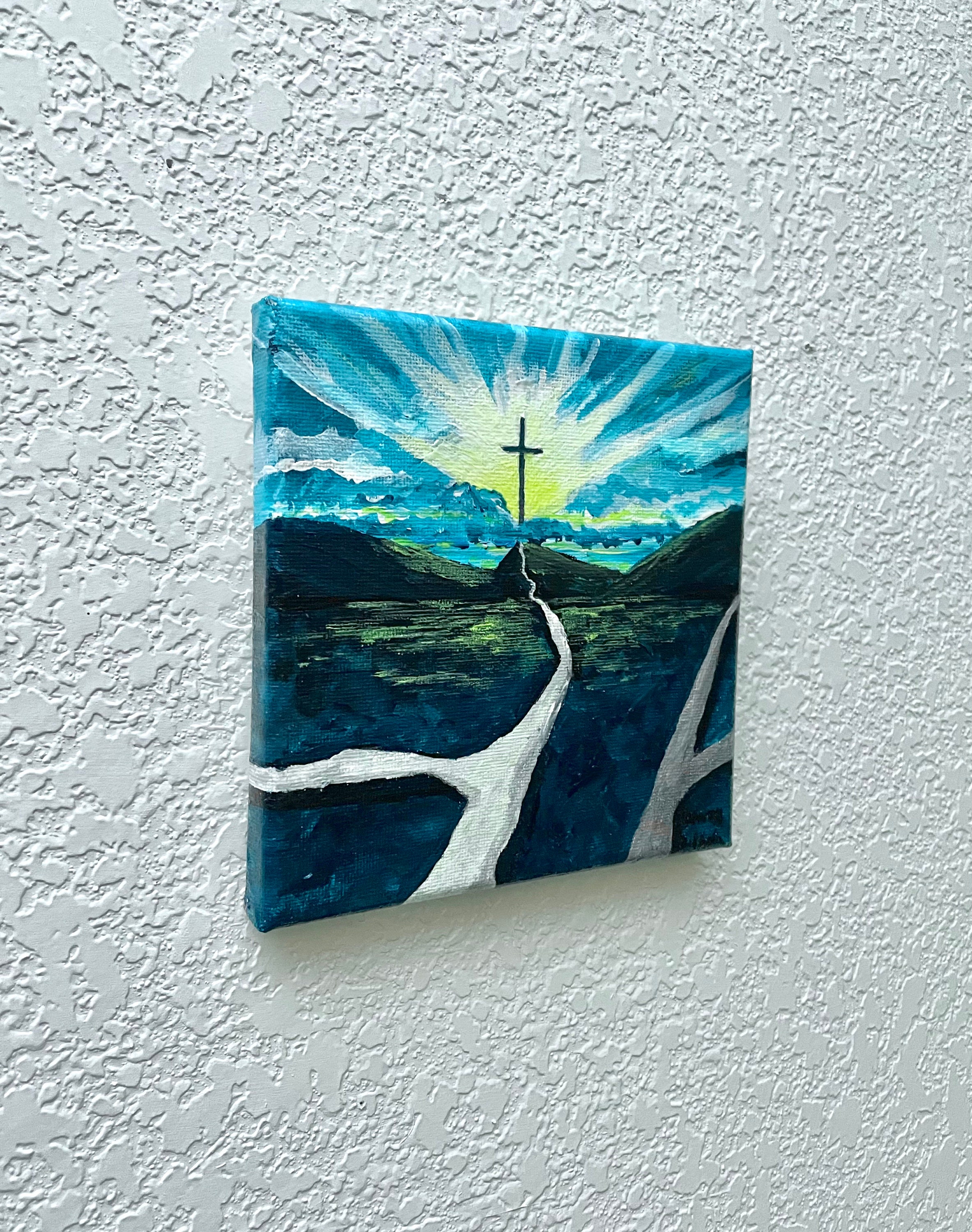 Cross Sunset Painting. 6” X 6” Acrylic Paintings. - Etsy
