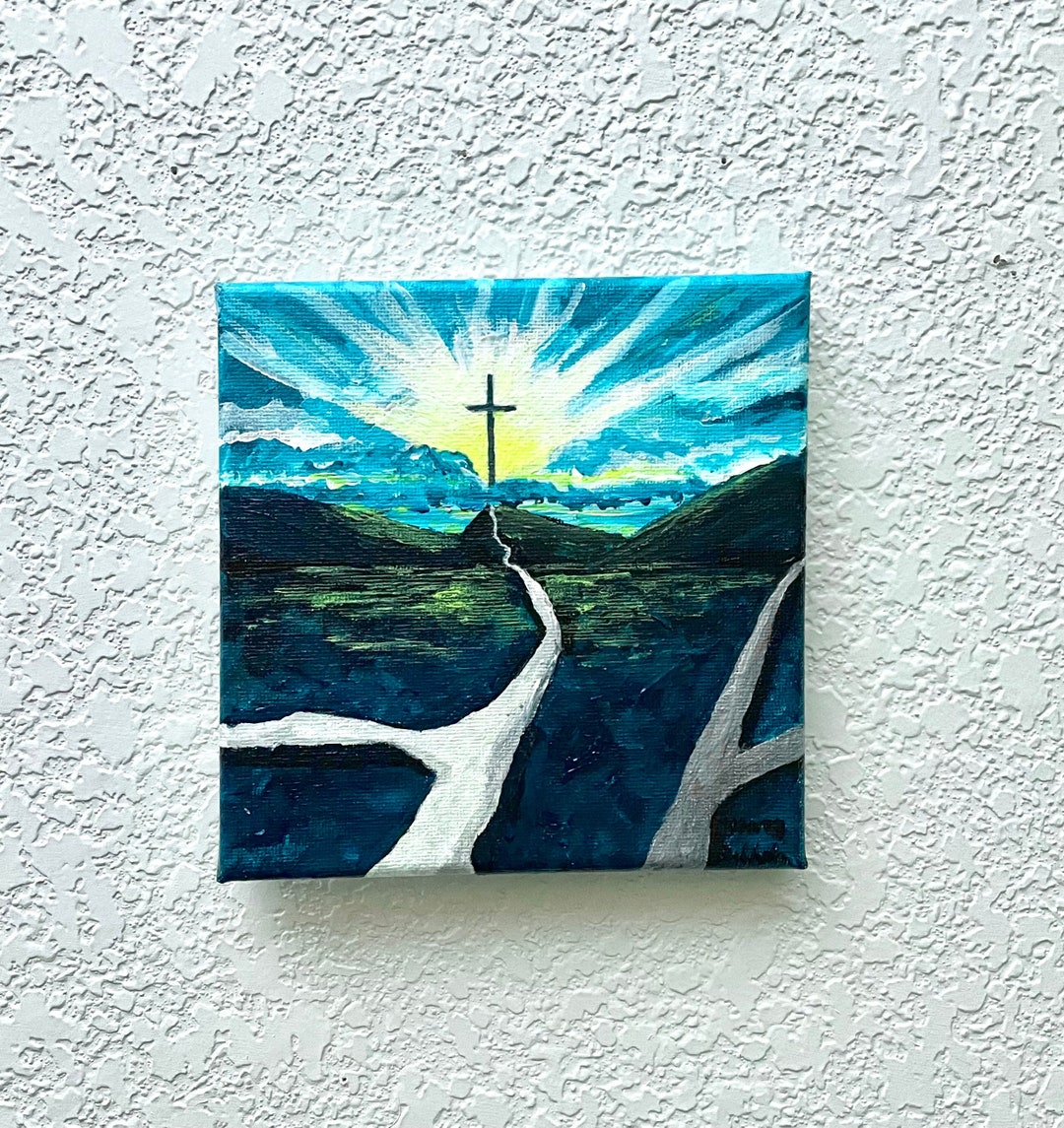 Cross Sunset Painting. 6” X 6” Acrylic Paintings. - Etsy