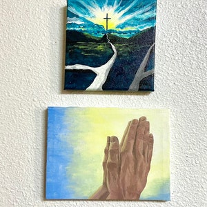 Praying Hands Painting. 8” X 6” Acrylic Canvas Painting. - Etsy