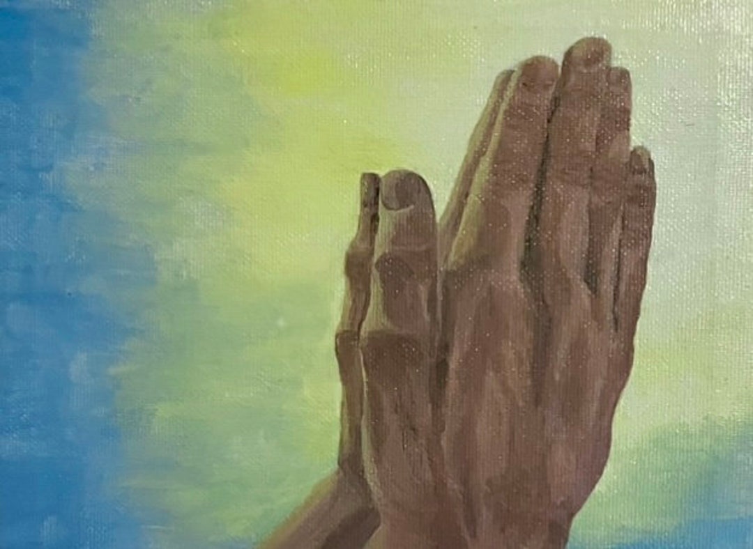 Praying Hands Painting. 8” X 6” Acrylic Canvas Painting. - Etsy