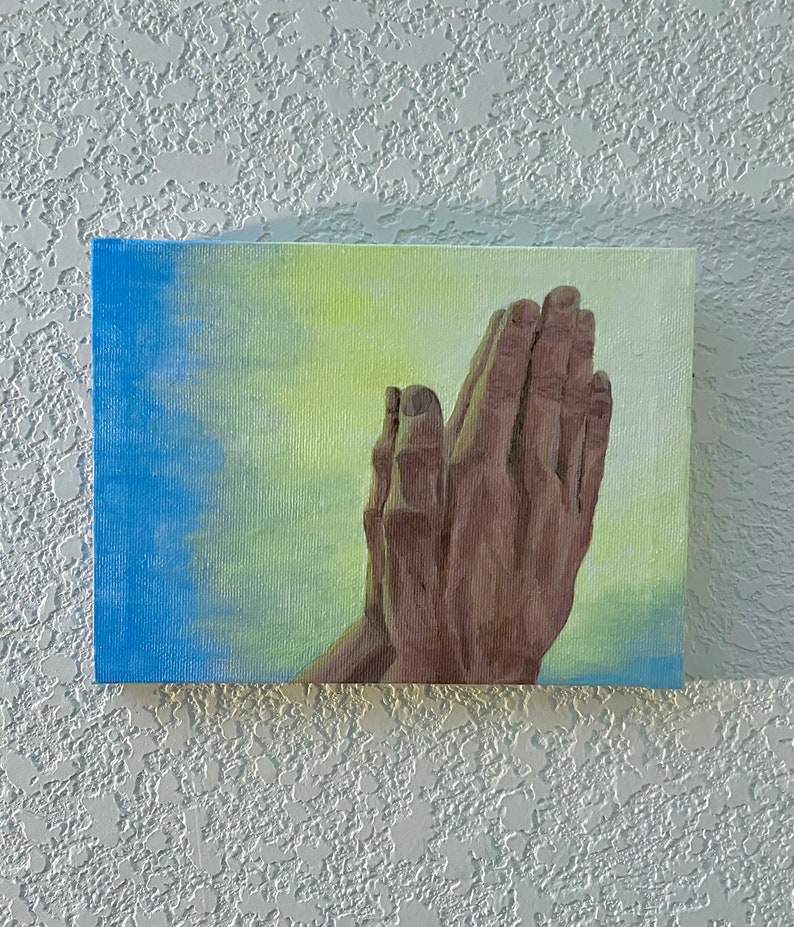 Praying Hands Painting. 8” X 6” Acrylic Canvas Painting. - Etsy