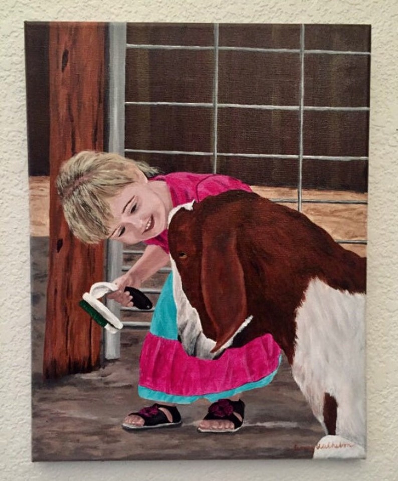 Acrylic Painting Petting Zoo Scene. 11x14. Hello - Etsy