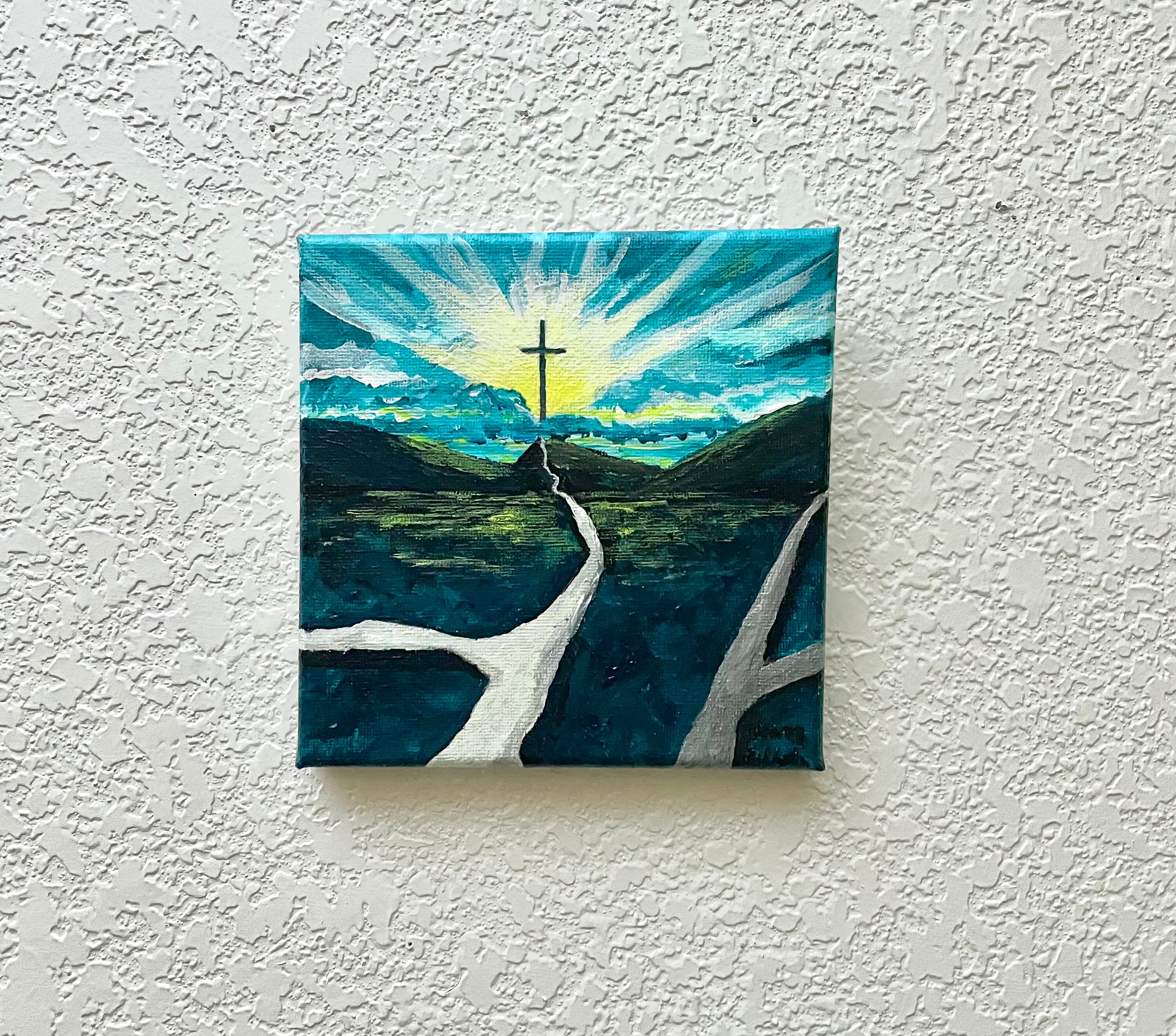 Cross Sunset Painting. 6” X 6” Acrylic Paintings. - Etsy