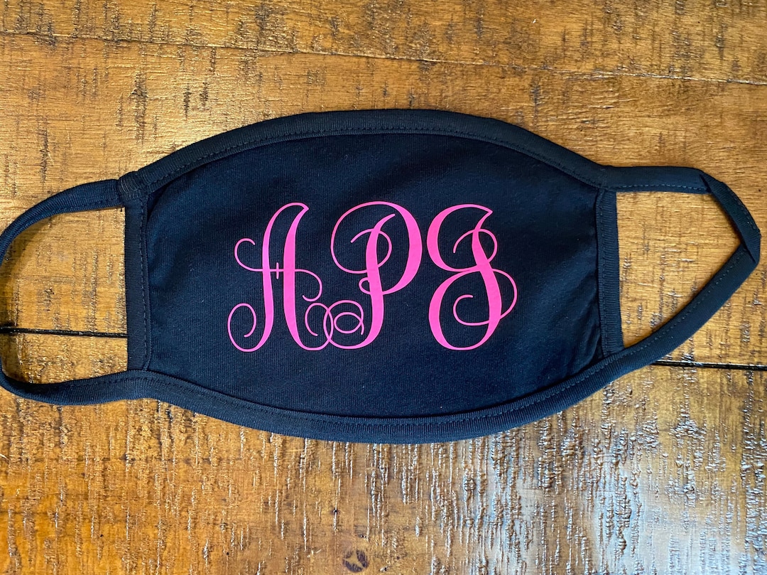 Monogram Face Mask; Black Face Mask; Personalized Face Mask, Custom ...