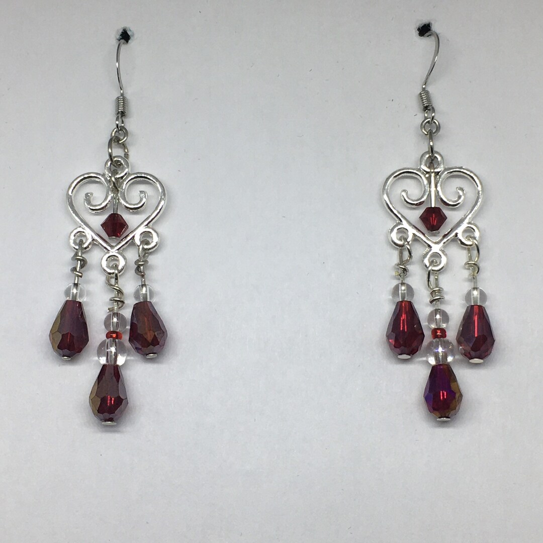 Red Heart Drop Earrings - Etsy