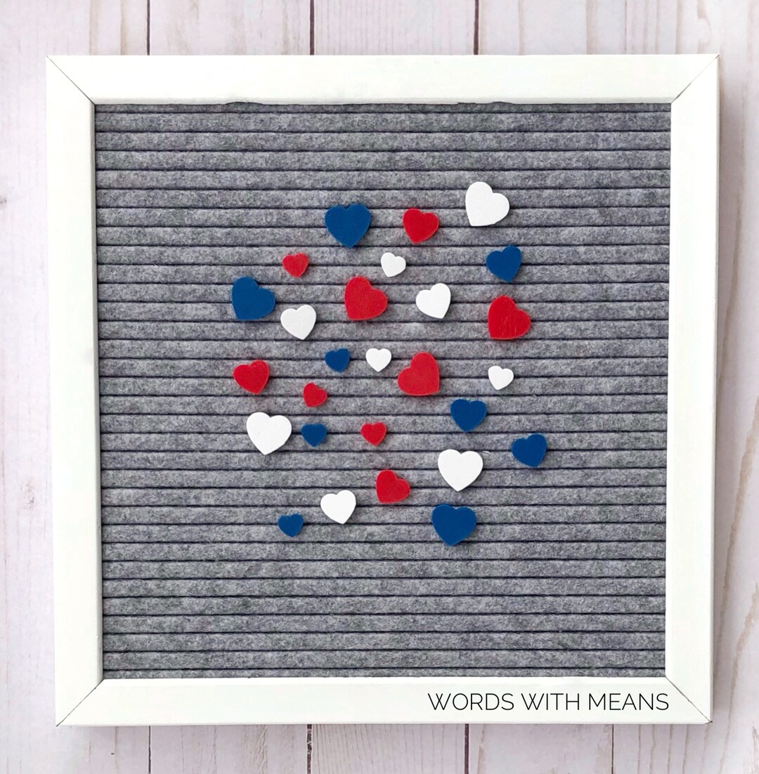 Fourth of July Letterboard Hearts, Red White and Blue Hearts Set ...