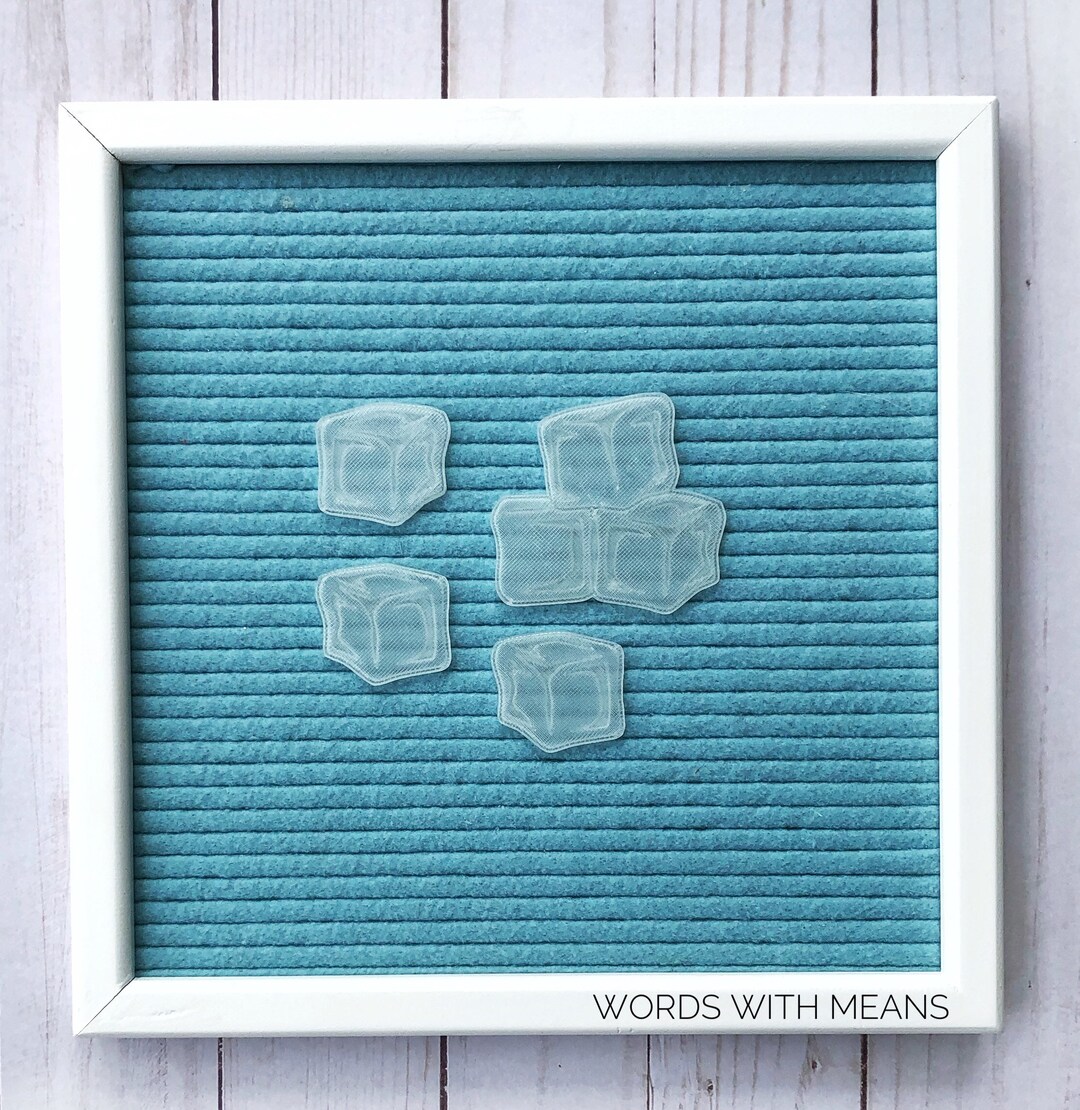Ice Cubes Icon Set, Letterboard Ice, Letterboard Ice Cubes, Feltboard ...