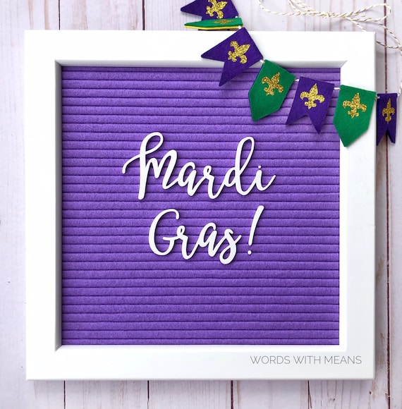 Mardi Gras Cursive Letterboard/feltboard Words | Etsy