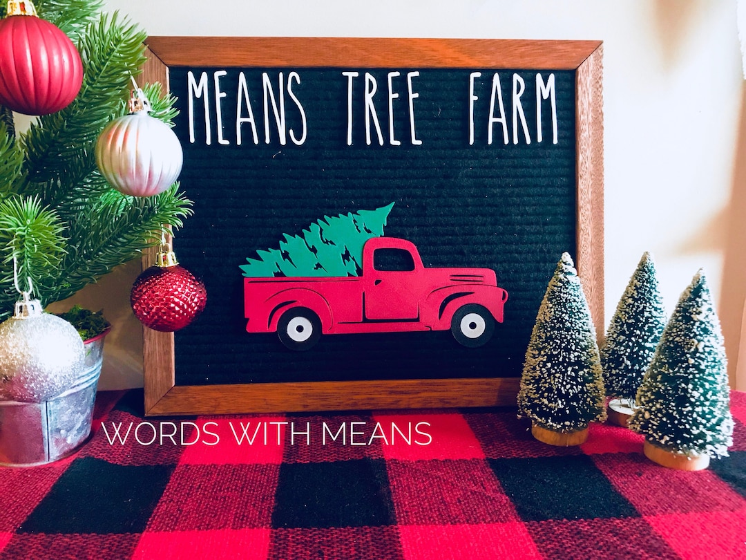 Red Christmas Truck With Christmas Tree for Letterboard - Etsy