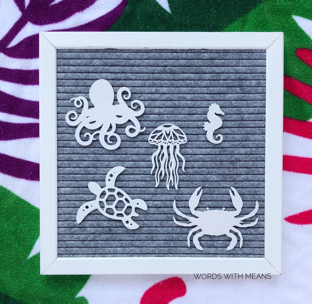 Sea Animals Icon Set, Letterboard Animals, Sea Animals, Sea Creatures ...