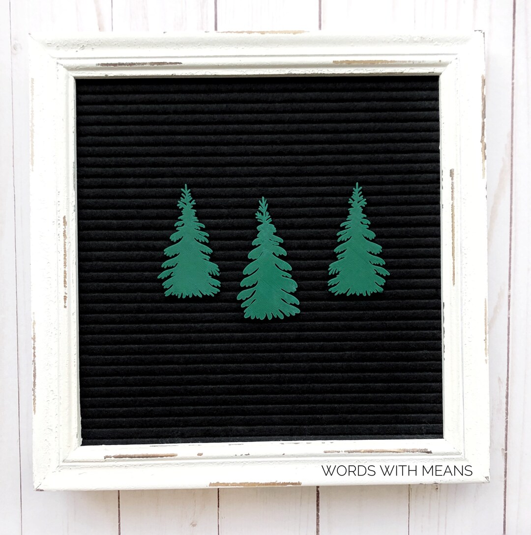 Pine Tree Set Icons, Letterboard Pine Trees, Winter Trees, Evergreen ...