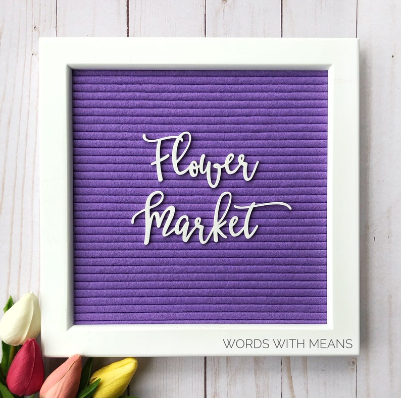 Cursive Flower Market Script Words for letterboards and | Etsy