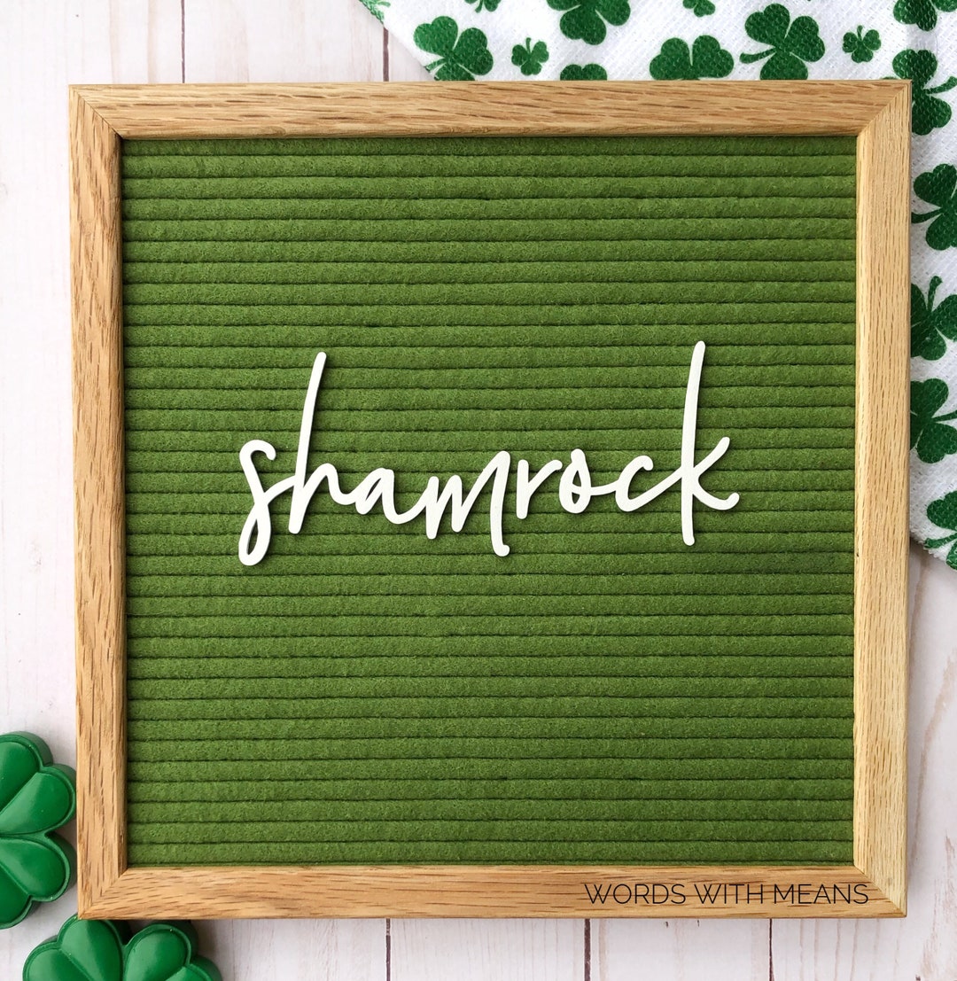 Modern Farmhouse Cursive Shamrock Word, Letterboard Letters, Cursive ...