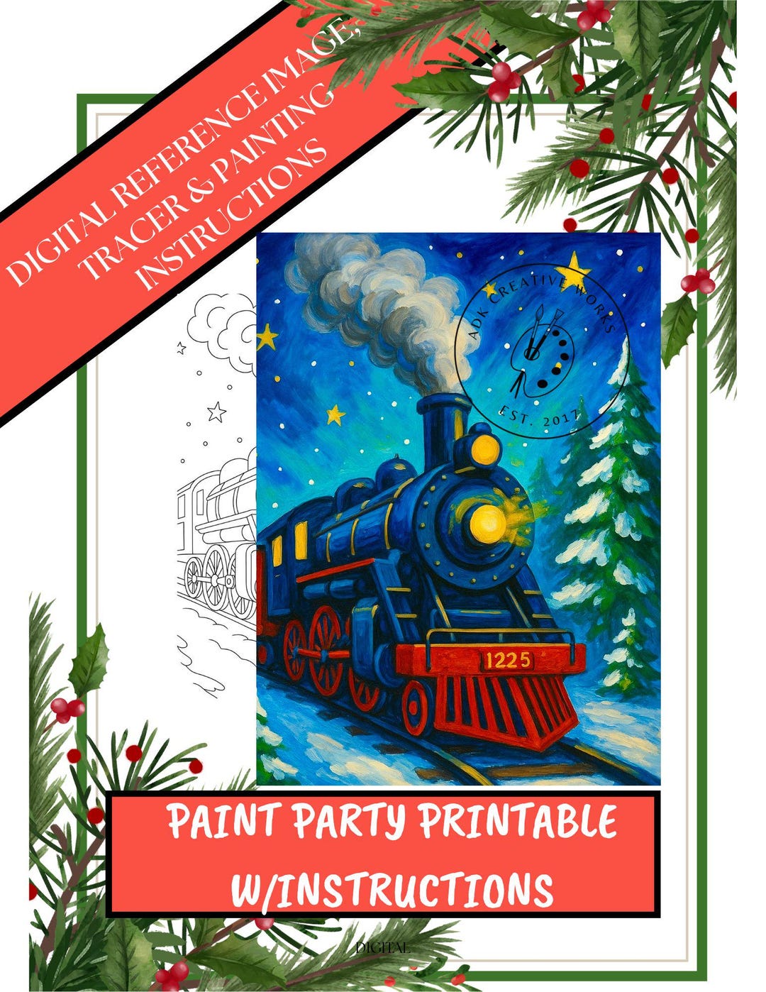 All Aboard the Christmas Train Painting Instructions & Tracer ...
