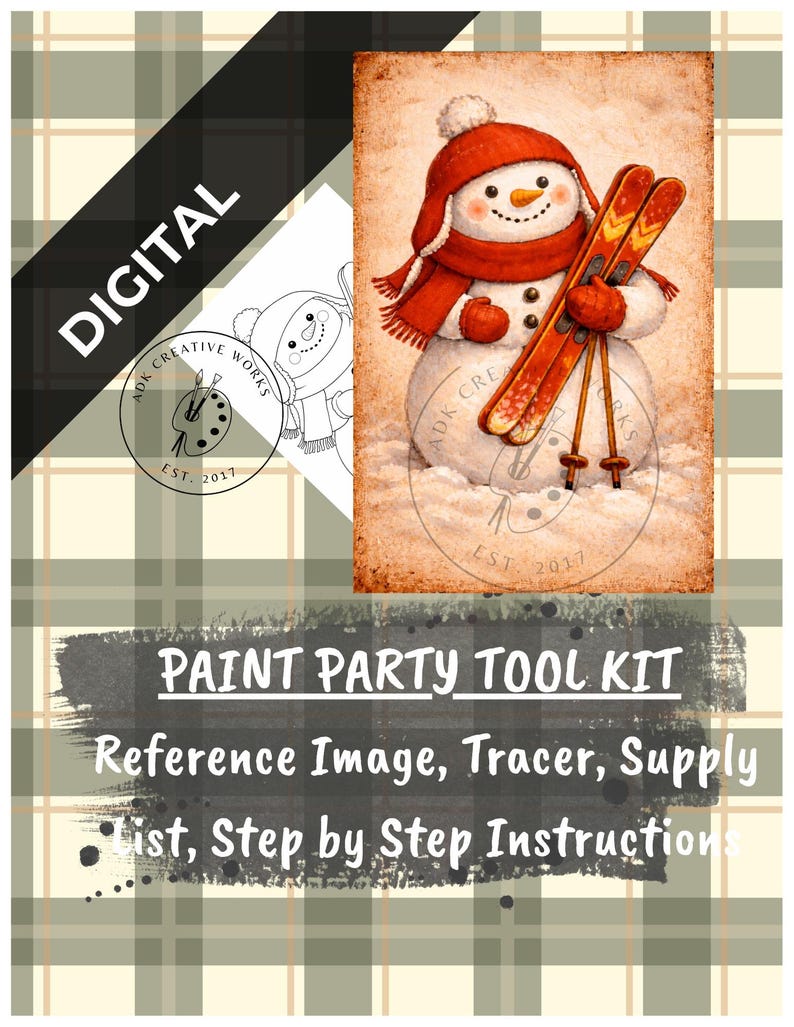 Paint Party Packet - Ski Lodge Snowman Painting Instructions/tracer ...