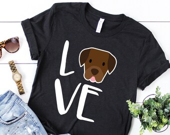 Chocolate Lab T-shirt, Labrador Retriever Dog Breeds Tee, Pet Portrait ...