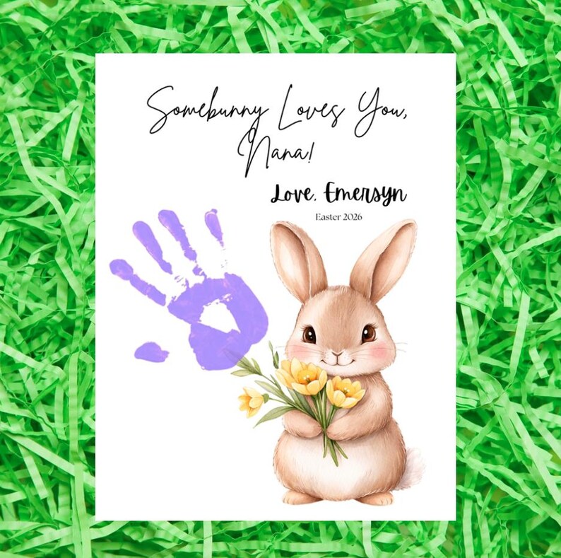 Editable Easter Bunny Handprint Craft | Some Bunny Loves You Keepsake ...