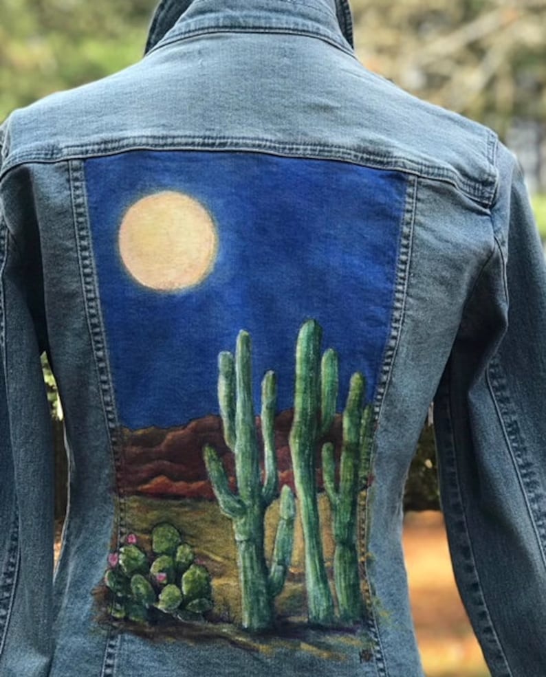 Desert Cactus Hand Painted Jacket - Etsy