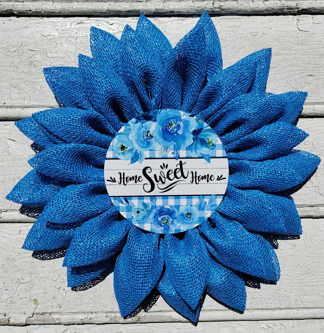 Blue Flower Wreath, Spring Wreath, Summer Wreath All Season Wreath - Etsy
