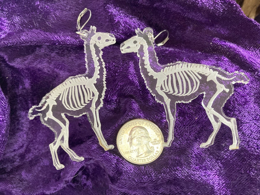 Alpaca Llama Skeleton Acrylic Earrings, Animals Earrings ...
