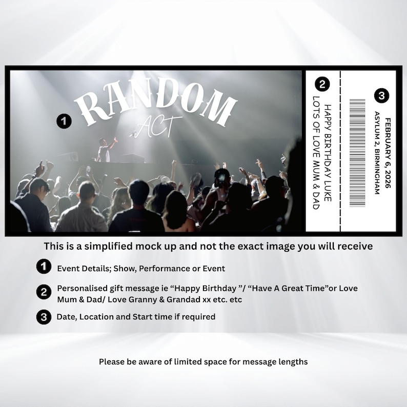 Theatre Gift Ticket, Show , Concert, Musical. Comedian , Voucher ...