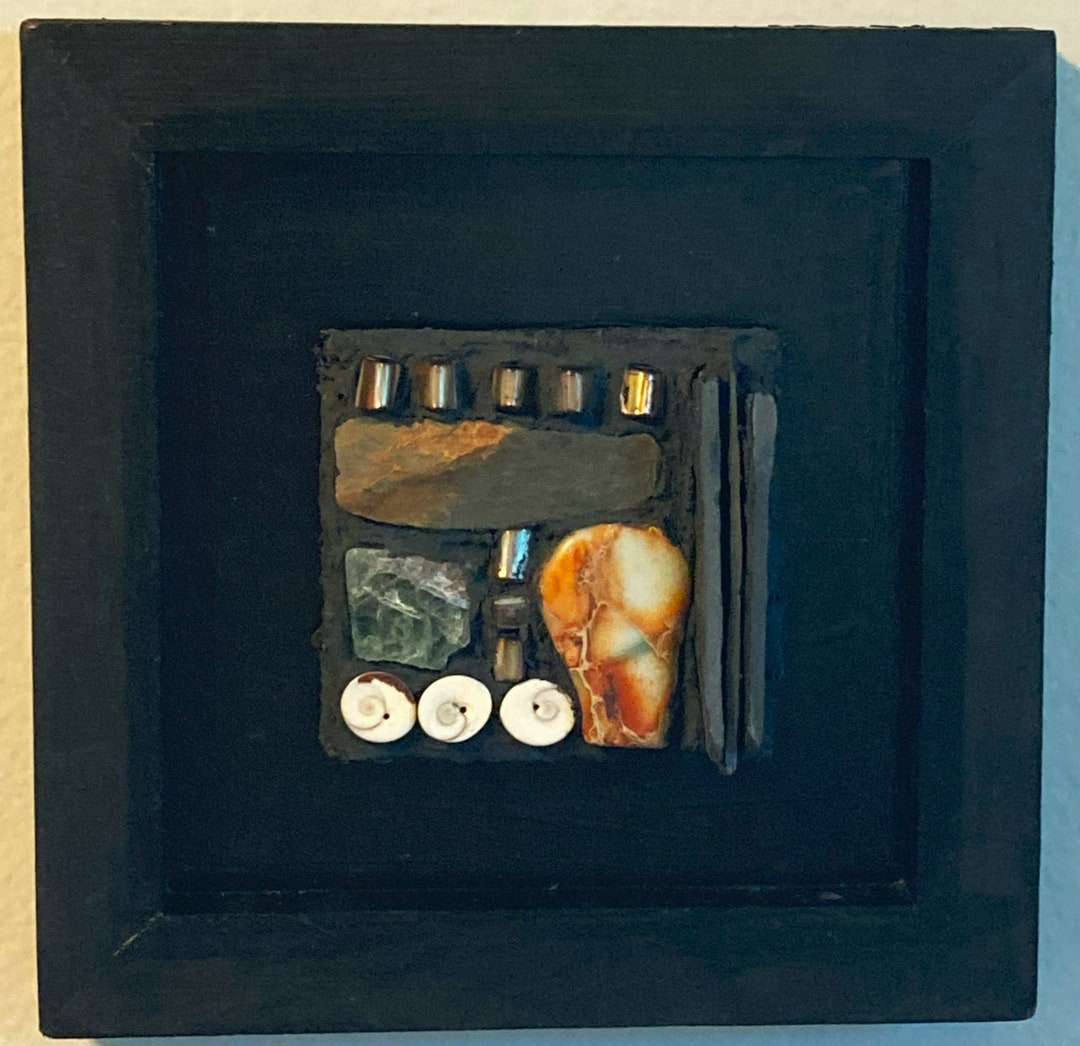 Mini Slate & Shell Mosaic Art: Rustic Coastal Decor - Etsy