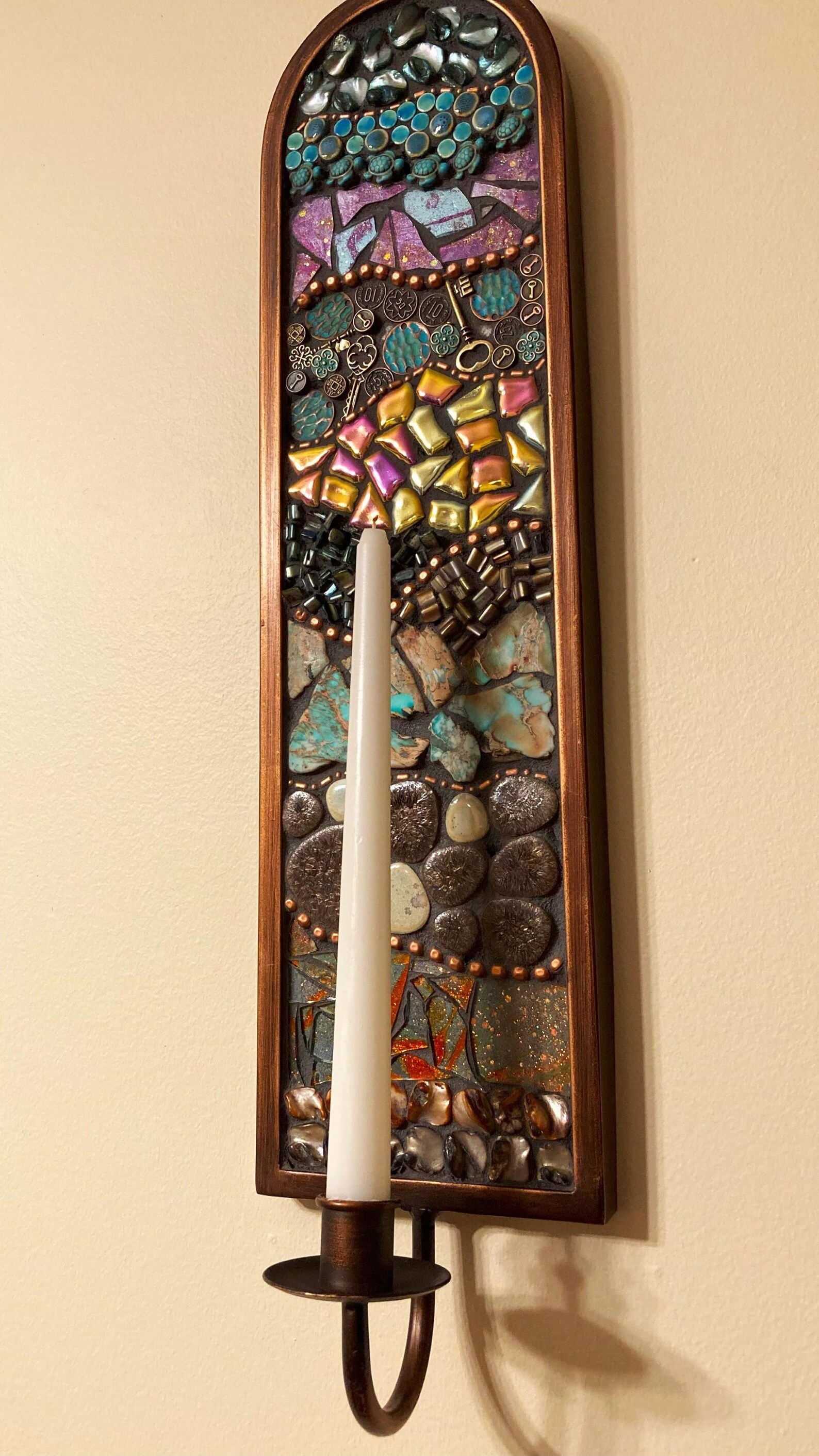 Mosaic Wall Sconce; Candle Sconce; Wall Decor; Home Accents ...