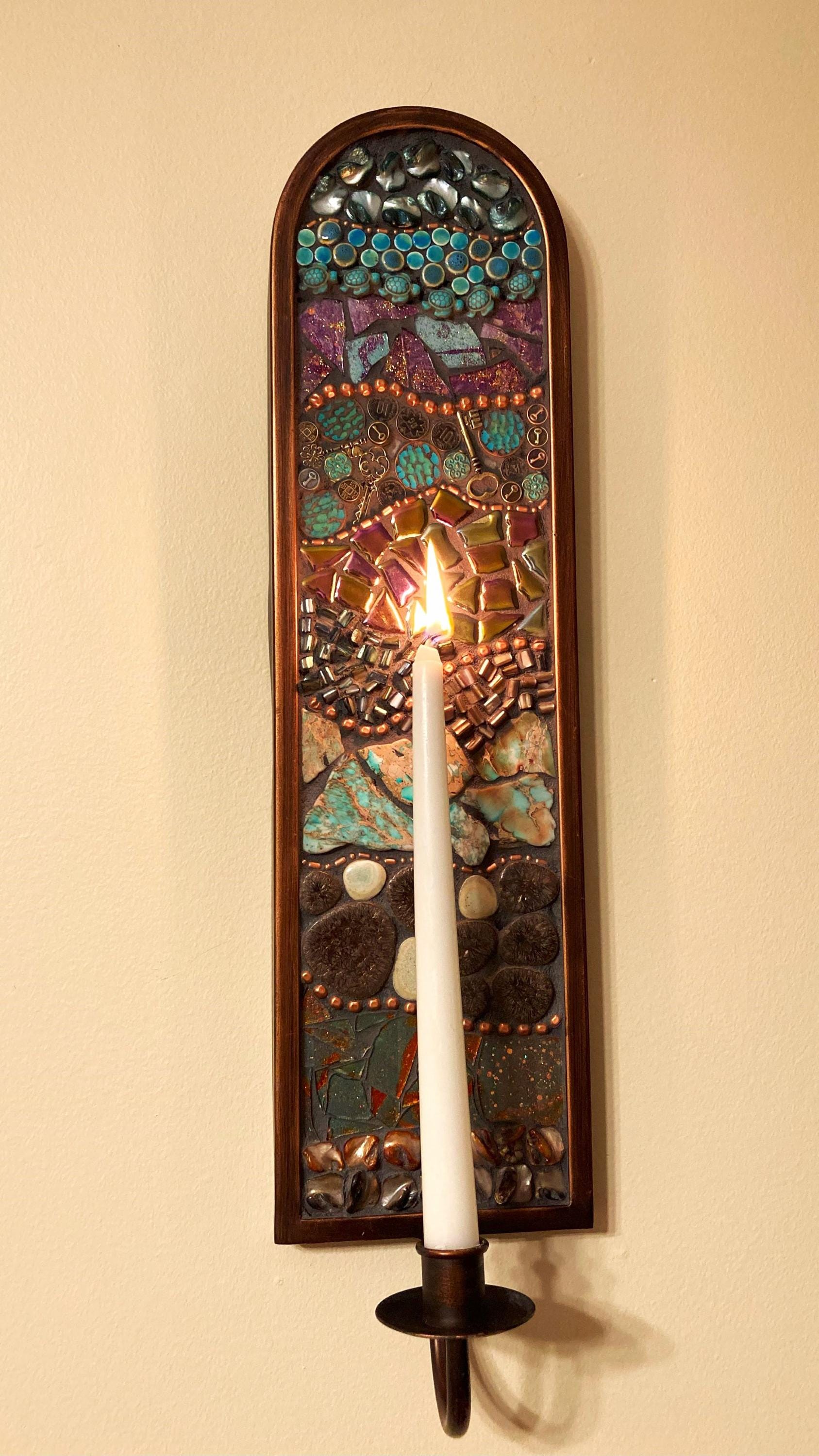 Mosaic Wall Sconce; Candle Sconce; Wall Decor; Home Accents ...