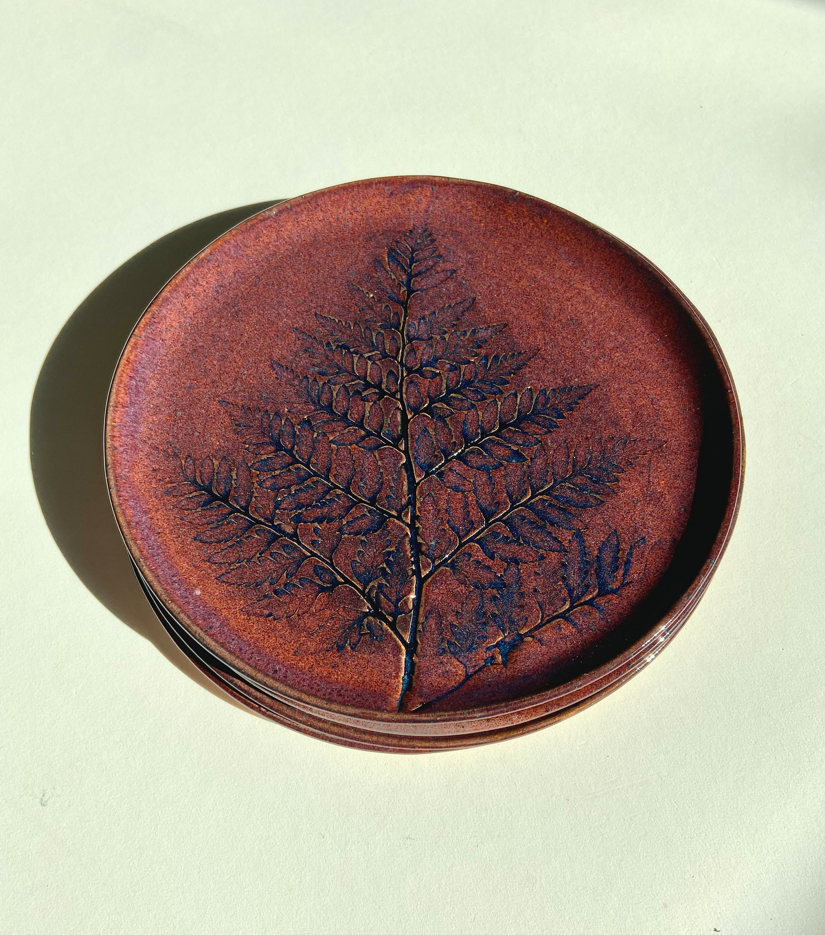 Set of 4 Impressed Leaf Plates - Etsy