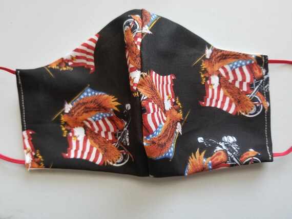 Adult Medium American Flag & Bald Eagle Face Mask Cotton | Etsy