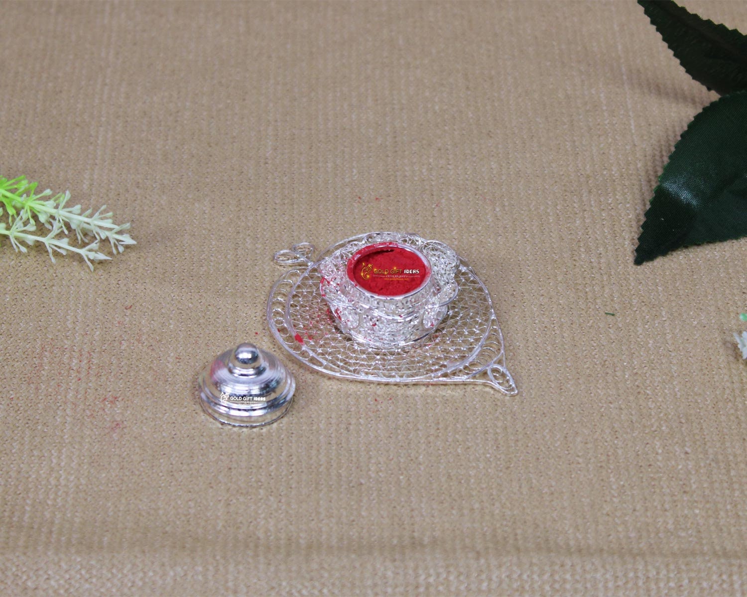 Goldgiftideas Silver Plated Pan Shape Kankavati With Lid, Pooja Items ...