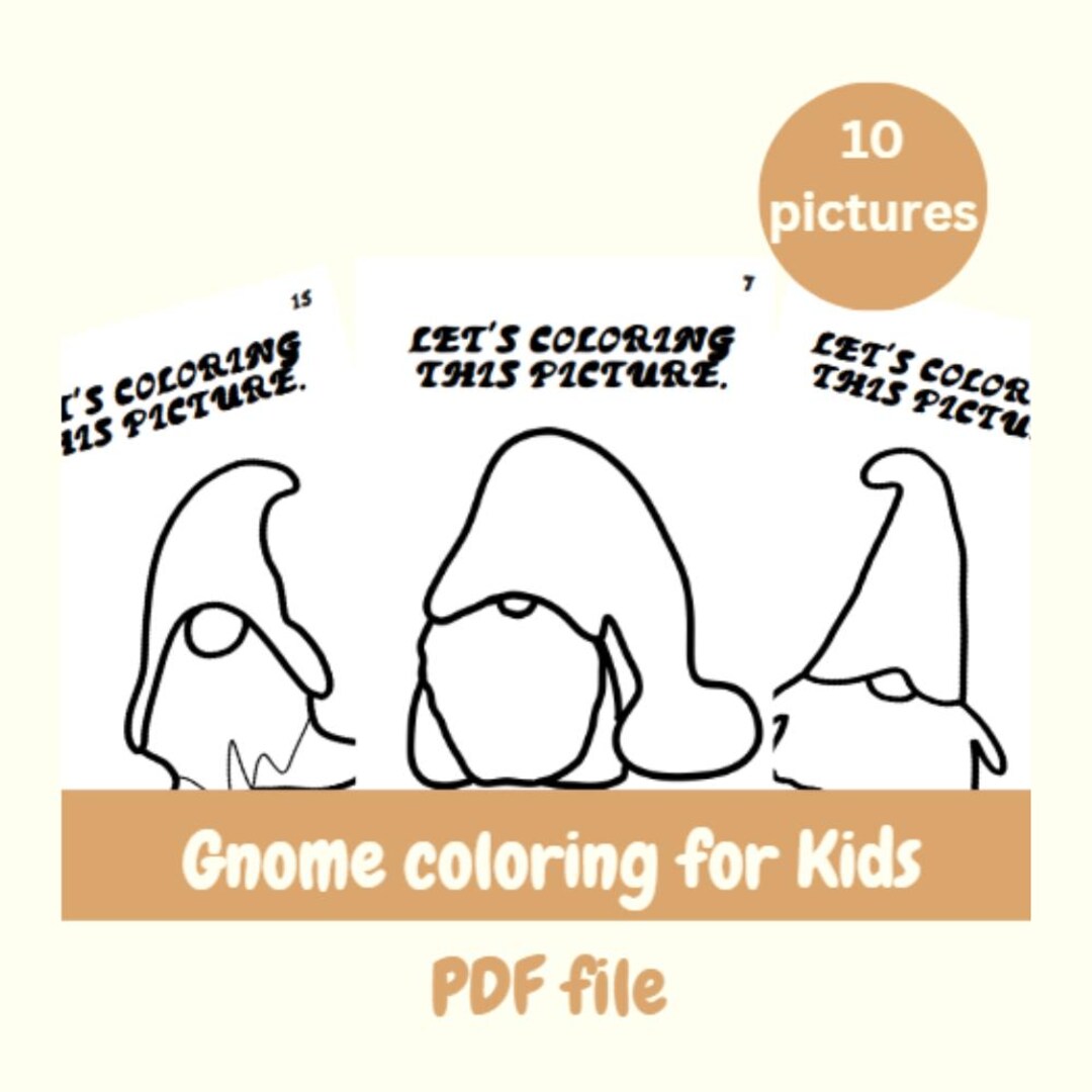 Cute Gnome Coloring Page, Hand Drawn Coloring Book, Coloring Pages for ...