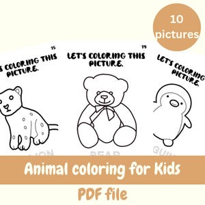 Animal Coloring Page, Cute Animal Hand Drawn Coloring Book, Coloring ...