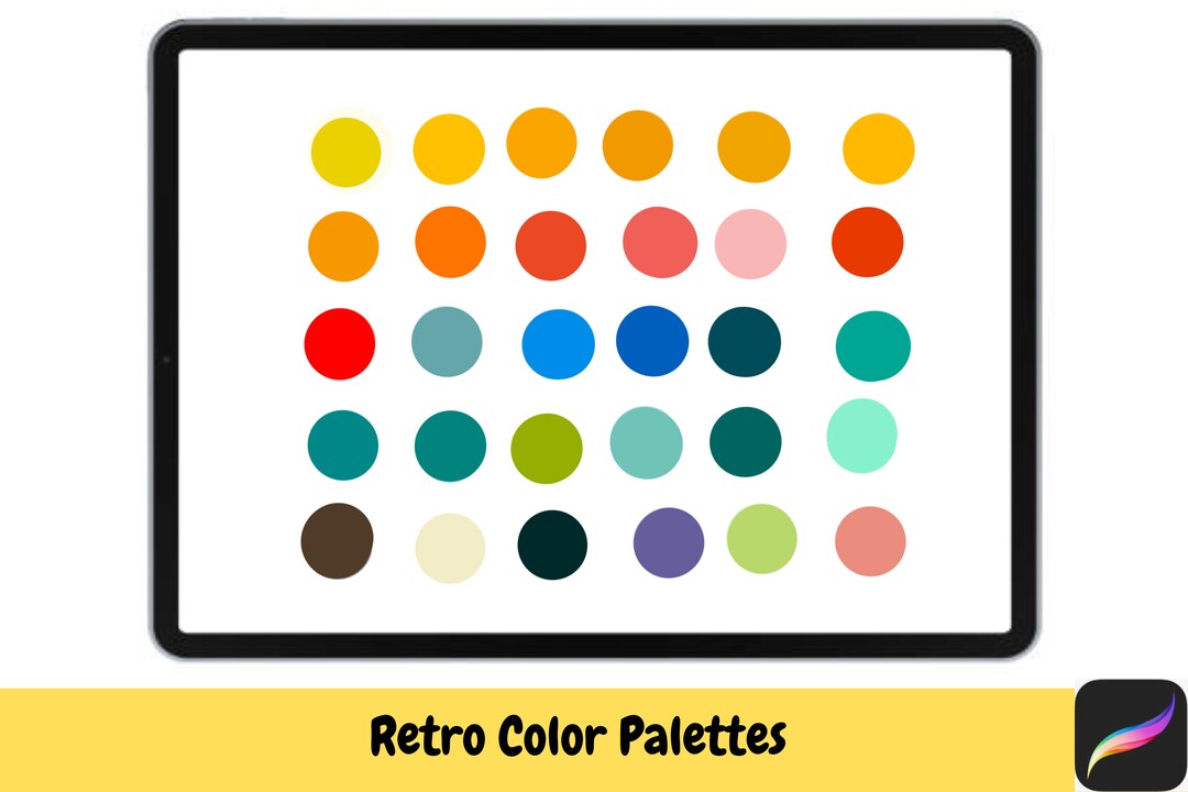 Retro Color Palette Procreate Swatches 30 Color Palette Ipad Procreate Swatches Etsy