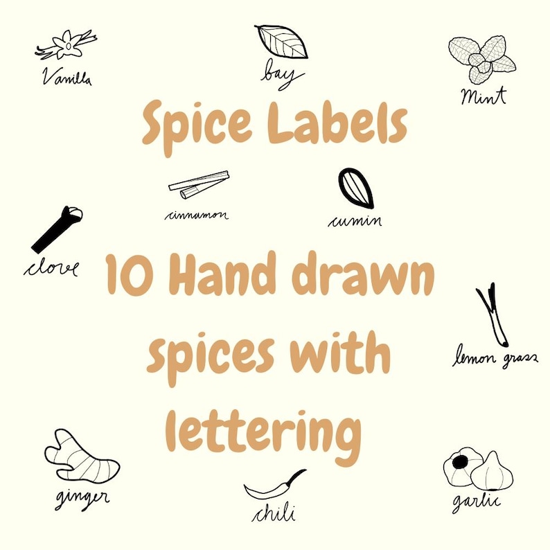 Spice Label SVG, Kitchen Herbs PNG, Spice Jar Label, Bundle Food SVG ...