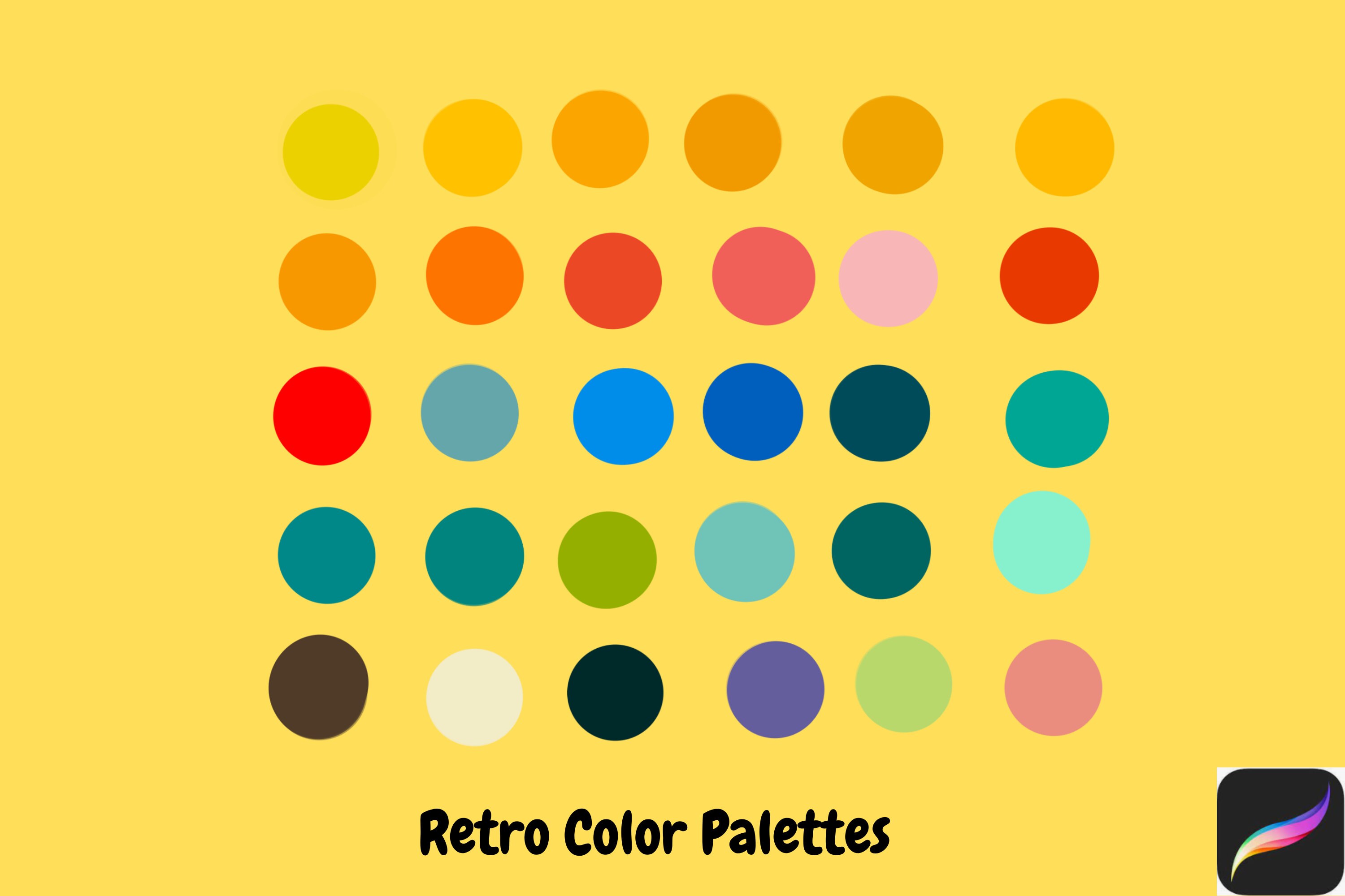 Retro Color Palette Procreate Swatches 30 Color Palette Ipad Procreate Swatches Etsy