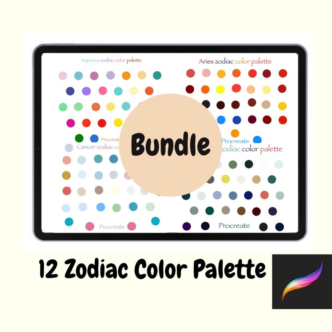 Zodiac Color Palette, Astrology Procreate Color, Color Palette, Bundle ...
