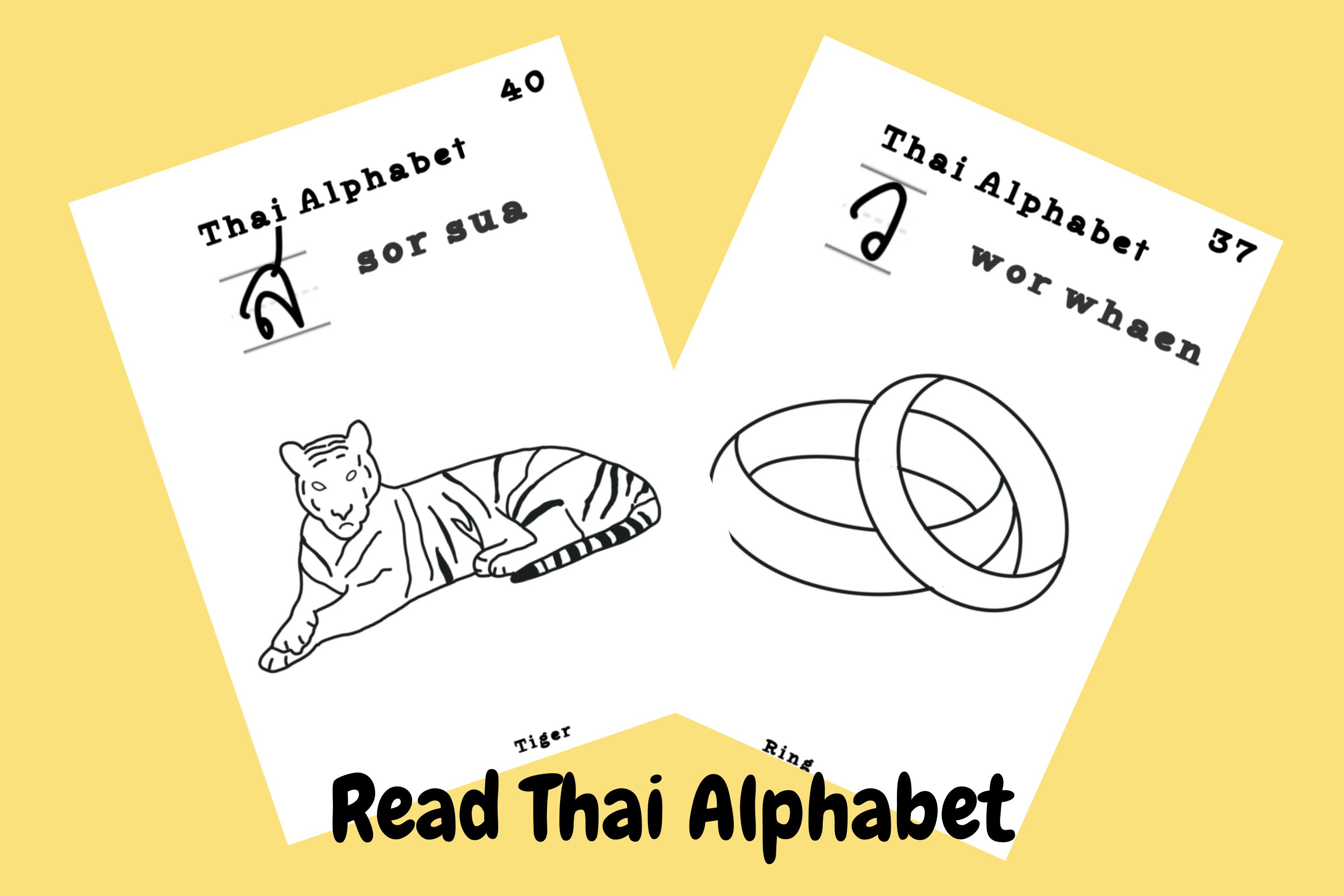 Thai Language Alphabet Reading Coloring Sheet Digital - Etsy