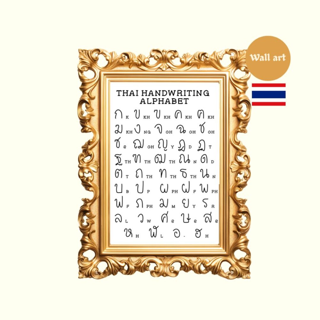 Thai Alphabet Wall Art, Thai Character Poster, Thai Hand Written ...