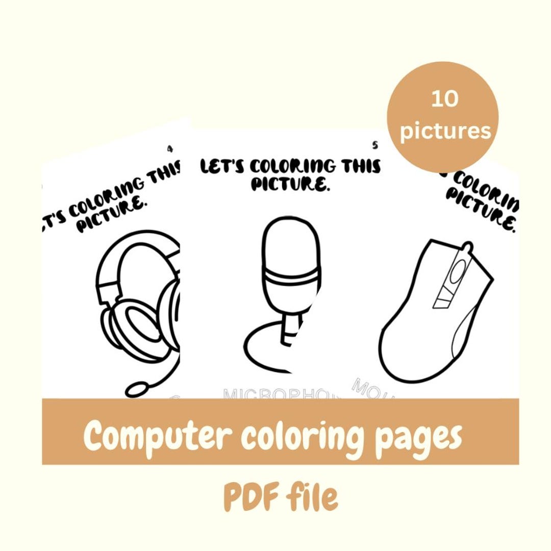 Computer Coloring Page, Technology Hand Drawn Coloring Sheet, Coloring ...