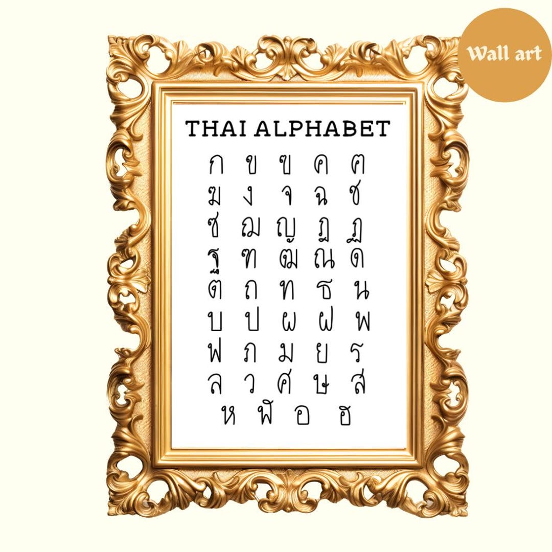 Thai Alphabet Wall Art, Thai Character Poster, Thai Hand Written ...