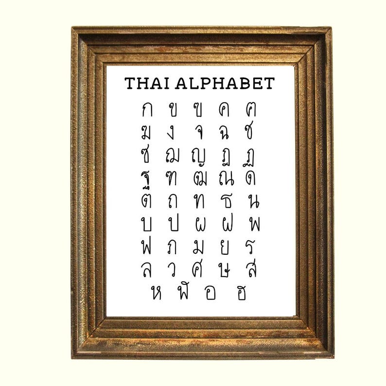 Thai Alphabet Wall Art, Thai Character Poster, Thai Hand Written ...